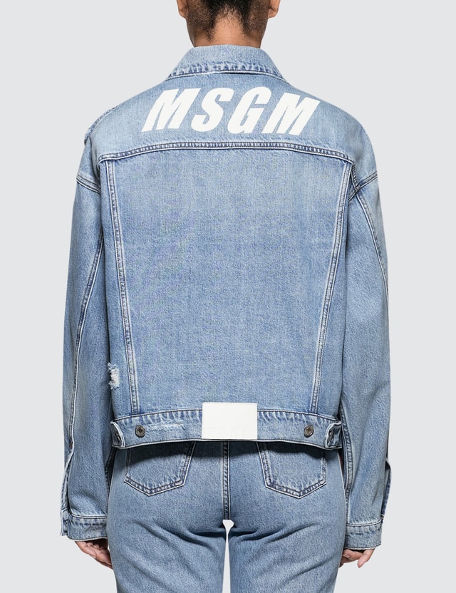 MSGM - New Logo Msgm Light Blue Washed Denim Jacket | HBX
