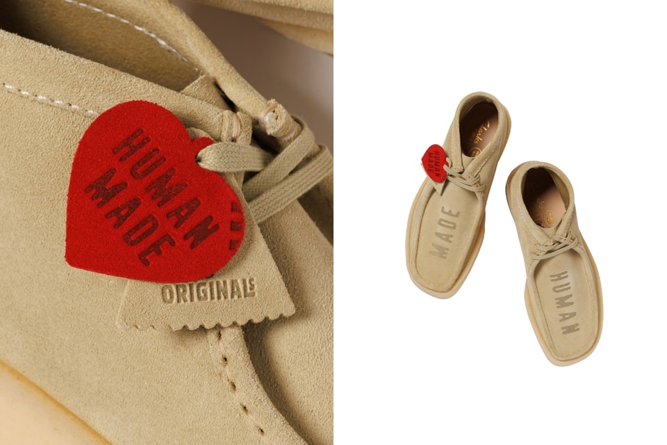 HUMAN MADE x Clarks Originals 超可愛聯乘，爆紅卡其色袋鼠鞋配上愛心吊牌 - POPBEE