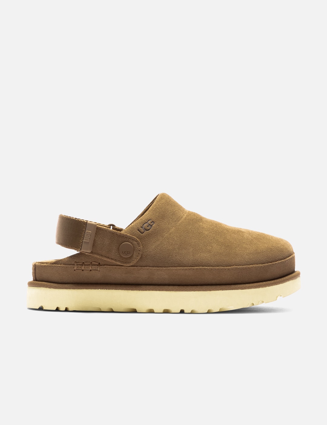 UGG Goldenstar Clog - Chestnut suede clog with adjustable strap ...
