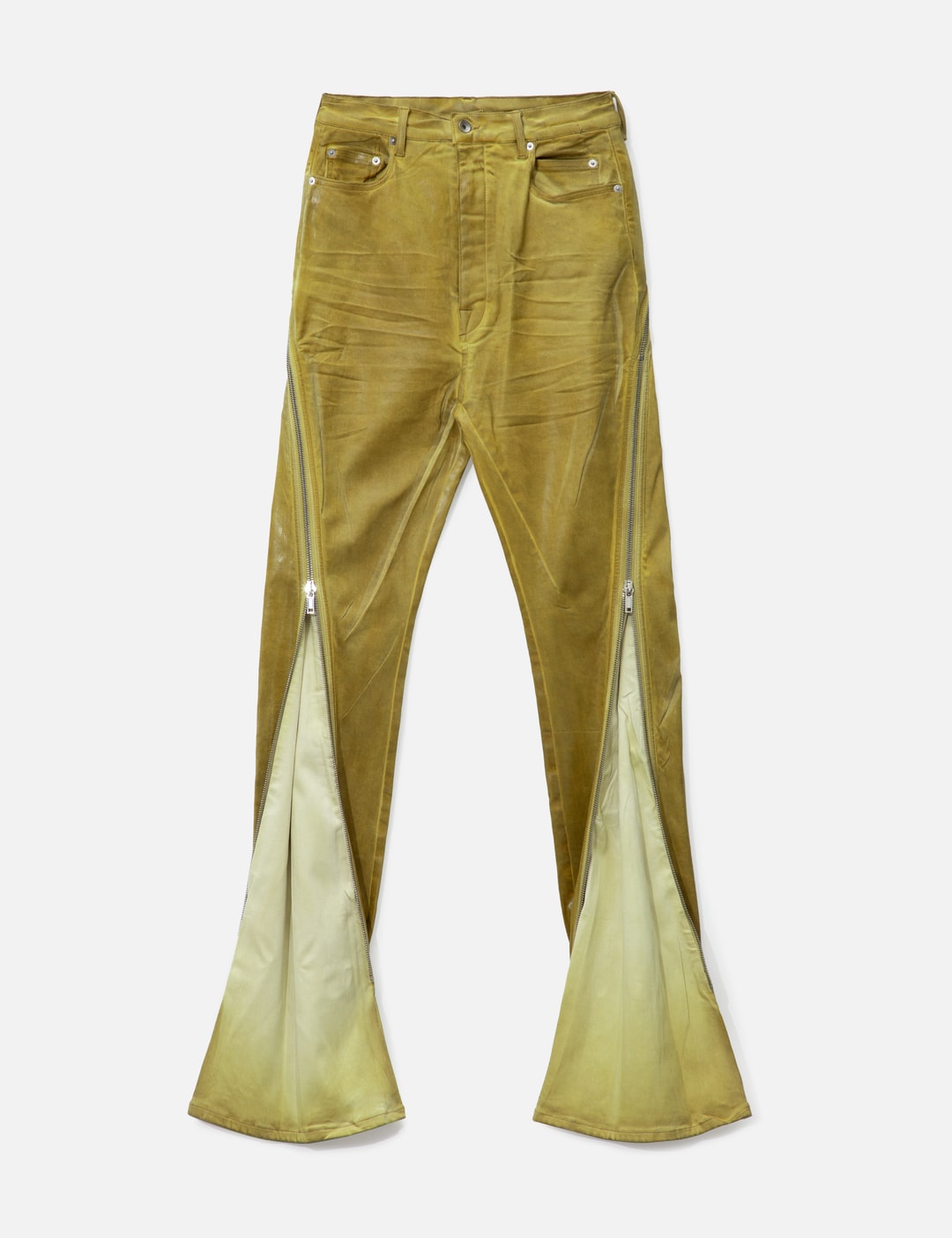 Rick Owens Drkshdw - BOLAN BANANA IN OCHRE FOIL STRETCH DENIM | HBX ...