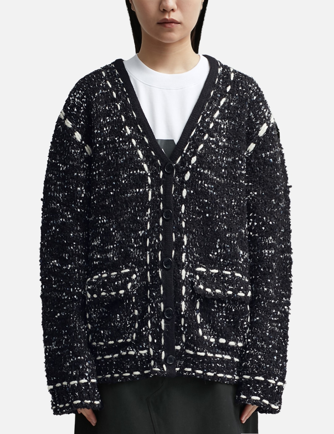Open YY - Tweed Stitch Cardigan | HBX - Globally Curated Fashion and ...