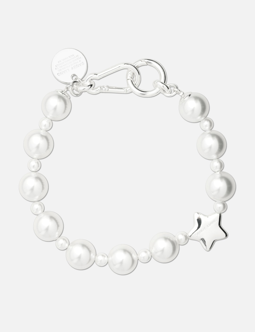 Sandy Liang Pearl Key Charm - rhodium-plated brass keychain with faux ...