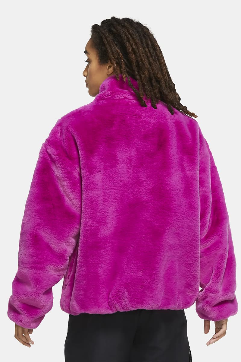 Nike Faux Fur Jacket in Mint Green & Fuchsia | HYPEBAE