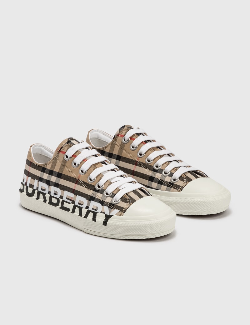 Burberry - Logo Print Vintage Check Cotton Sneakers | HBX