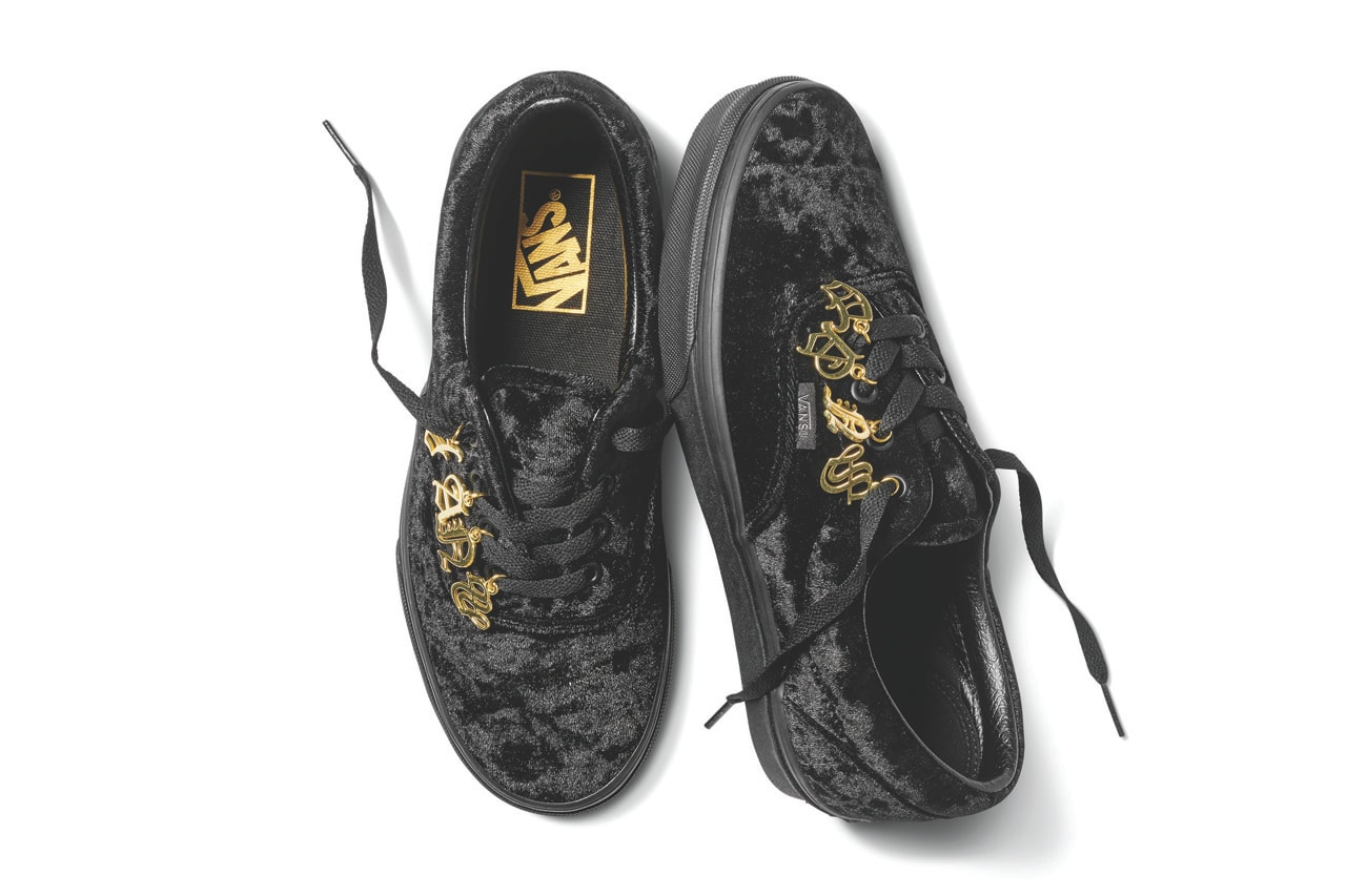 Crushed Velvet Vans Era with Gold Logo Charms | HYPEBAE