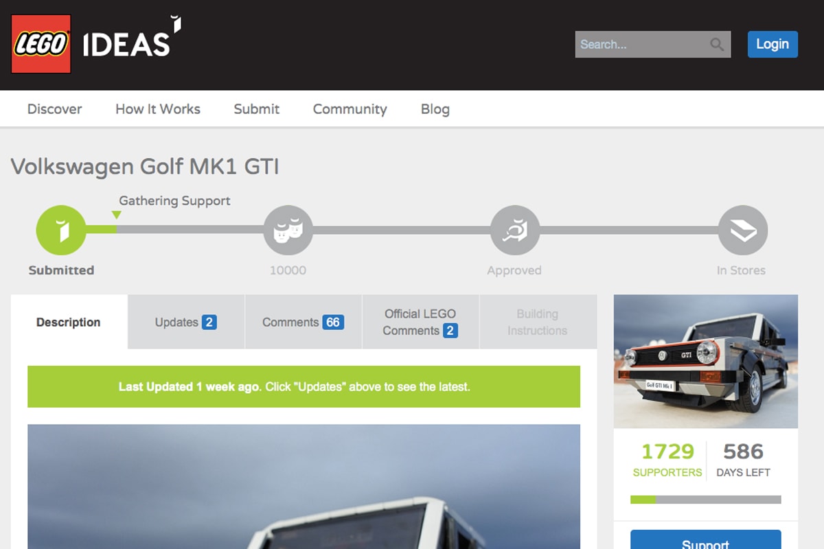 推到要生產！LEGO 版 Volkswagen Golf GTI MK1 | Hypebeast