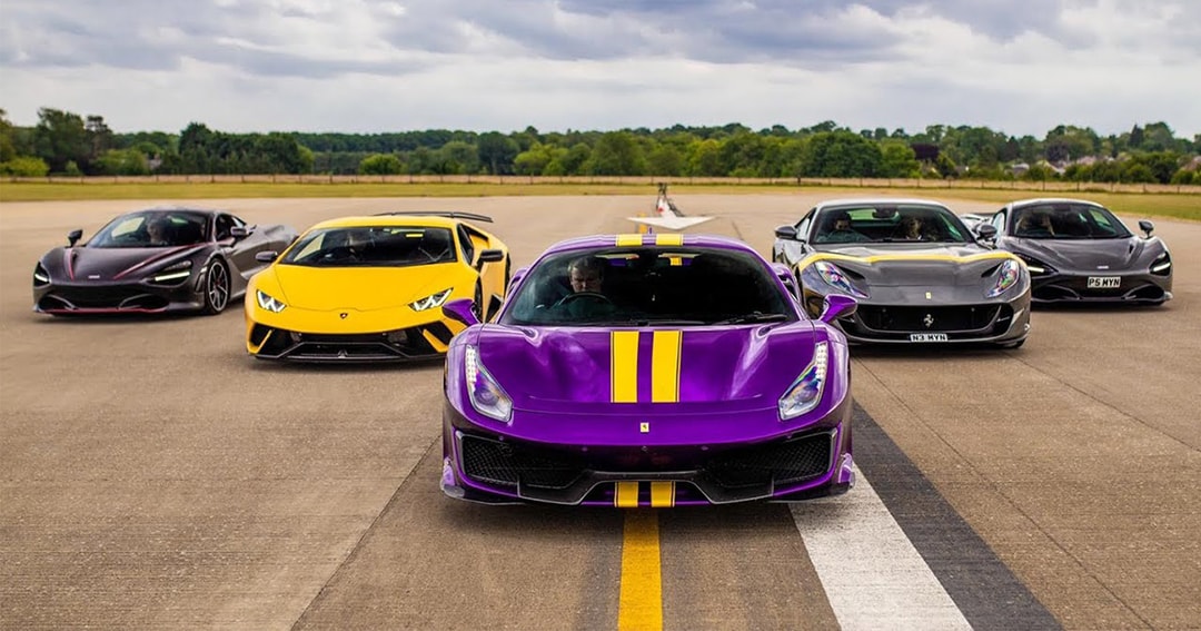 Ferrari 488 Pista、812 SF、Lamborghini Huracan 及 McLaren 720S 展開 Drag ...
