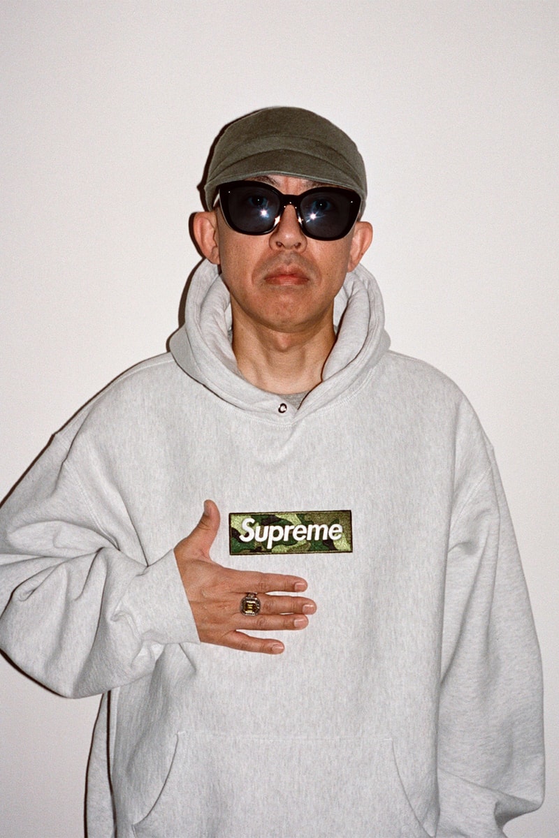 NIGO 親自演繹 Supreme 最新迷彩 Box Logo 灰色連帽衛衣 | Hypebeast