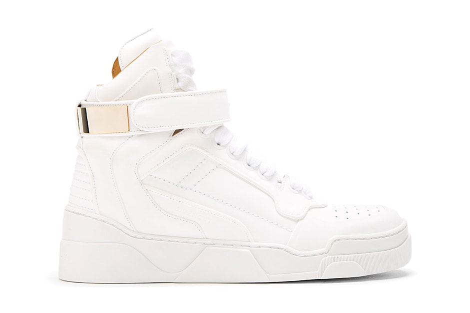 Givenchy White Leather Gold-Plated High Top Sneakers | HYPEBEAST