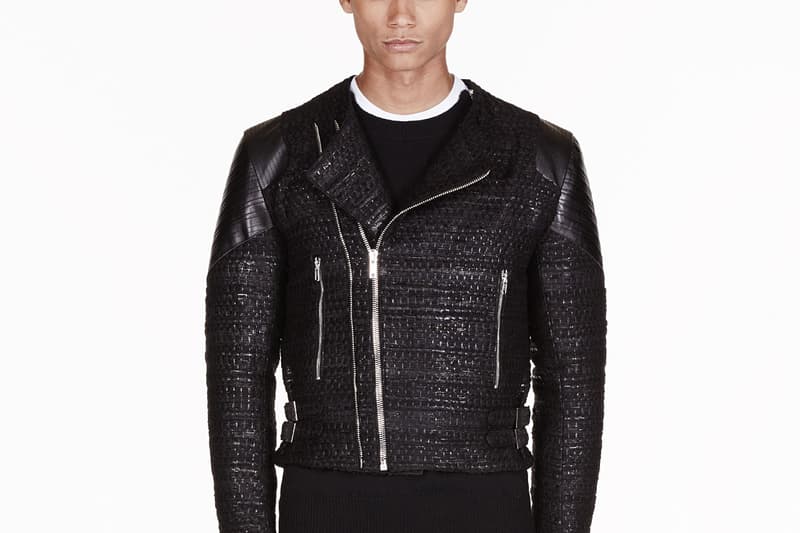 Givenchy Black Tweed Leather Trimmed Biker Jacket | Hypebeast