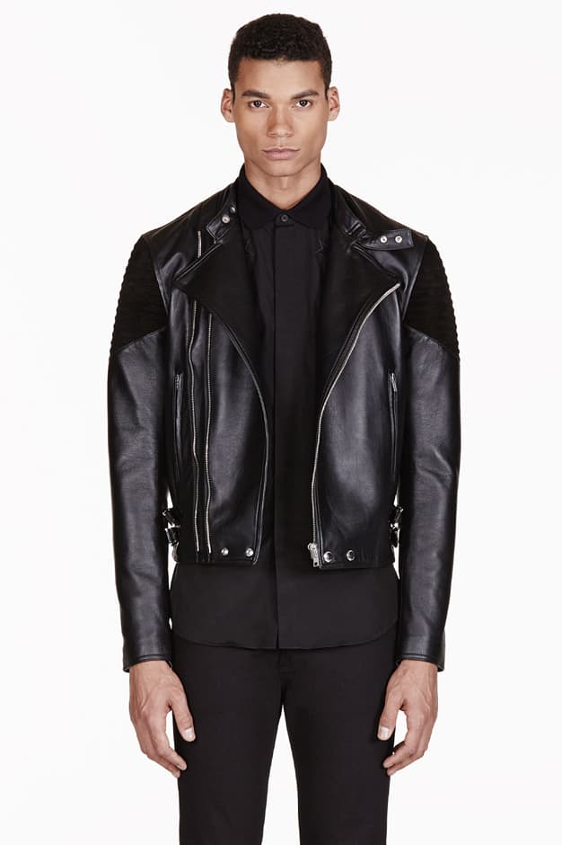 Givenchy Black Ribbed Leather Biker Jacket | Hypebeast