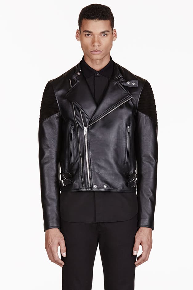 Givenchy Black Ribbed Leather Biker Jacket | Hypebeast