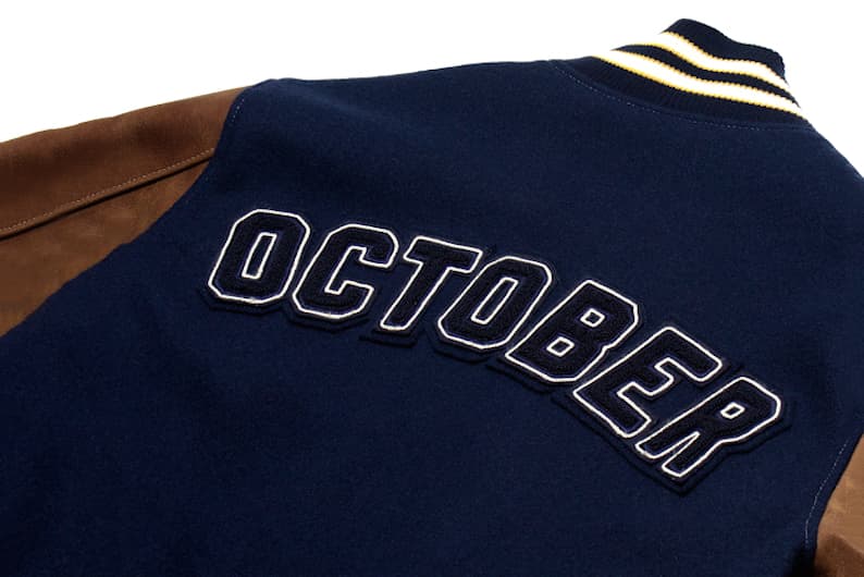 Drake OVO Varsity Jacket Brown Navy Roots | Hypebeast