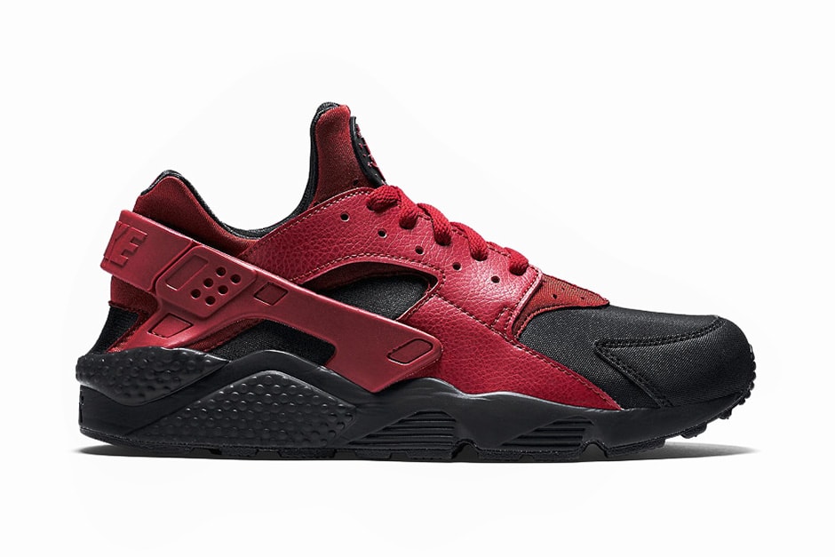 Nike Air Huarache Run Premium Black/Gym Red | Hypebeast