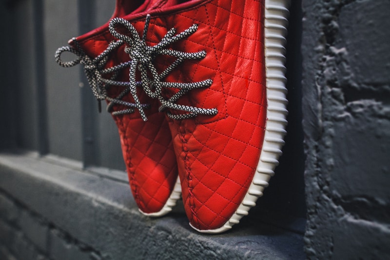 The Shoe Surgeon Custom Red Quilted Yeezy Boost 350 Sneakers | Hypebeast