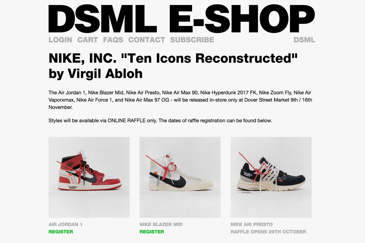 Virgil Abloh x Nike "The Ten" Collection Raffles | Hypebeast