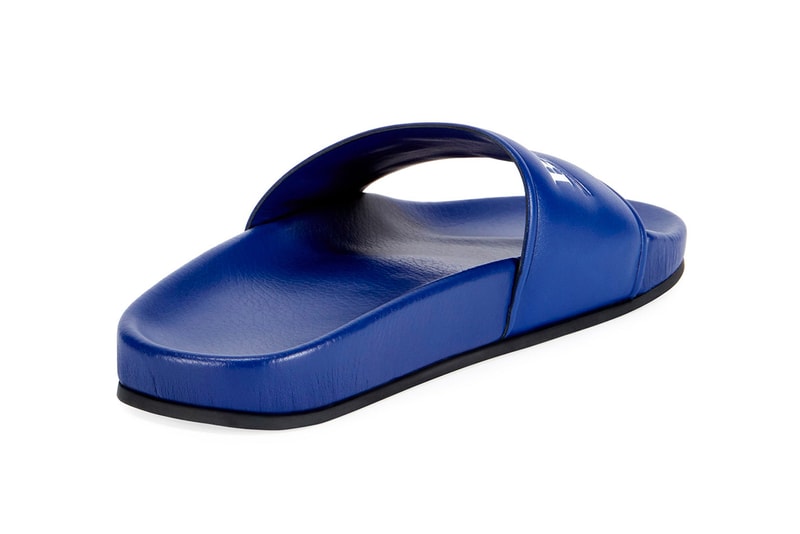 Balenciaga Bernie Sanders Logo Leather Slides | Hypebeast