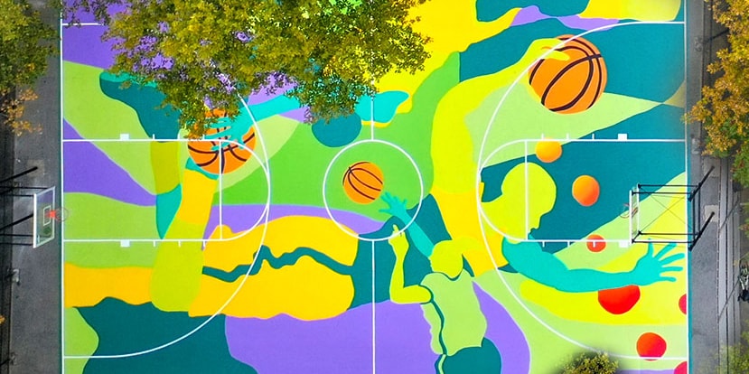 MADSTEEZ St. Nicholas Basketball Court Mural | Hypeart