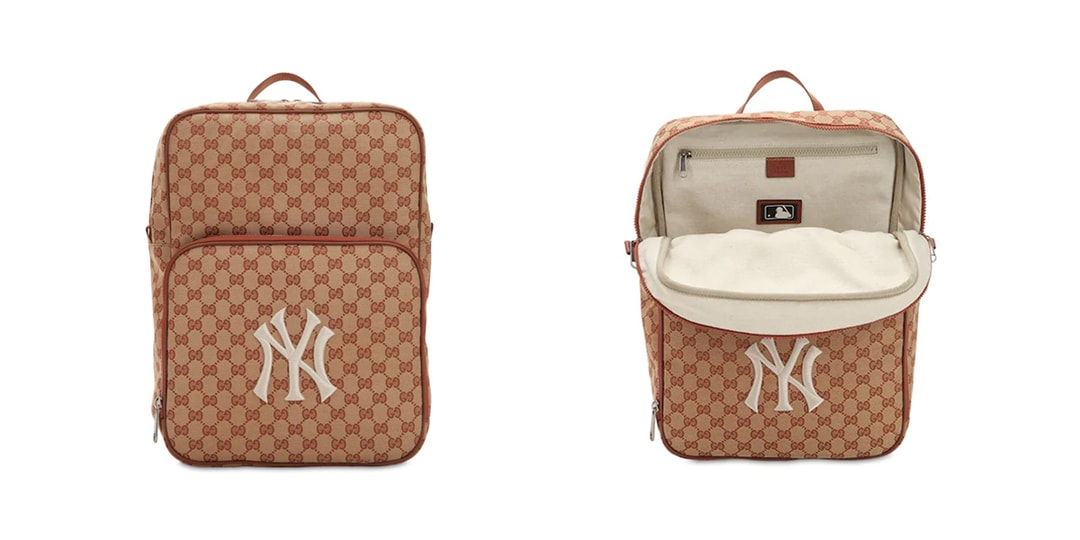 Gucci GG Supreme New York Yankees Logo Backpack | Hypebeast