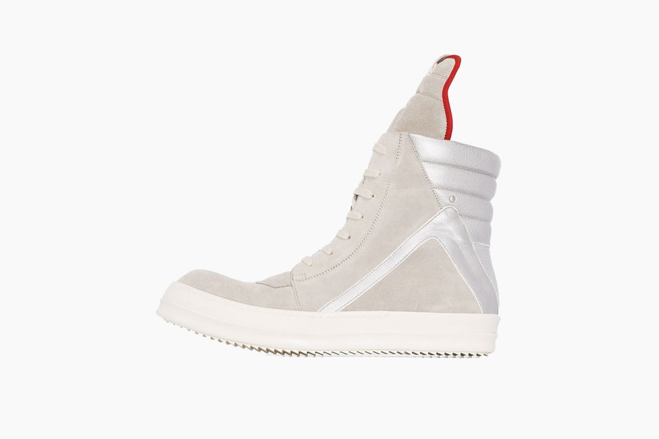 Rick Owens Geobasket Sneakers "Ivory/Silver" | Drops | Hypebeast