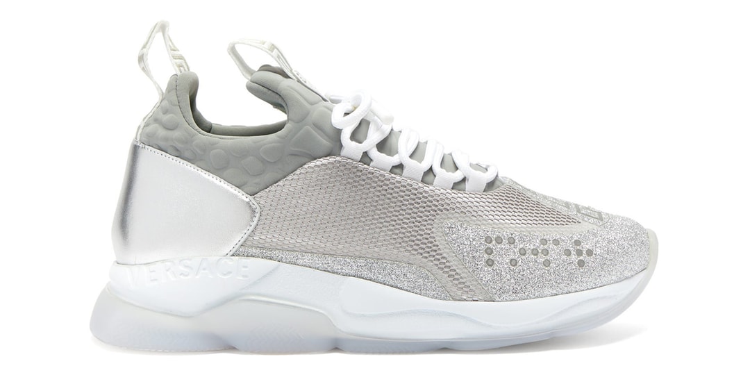 Versace Cross Chainer Glitter-Embellished Trainers | Hypebeast