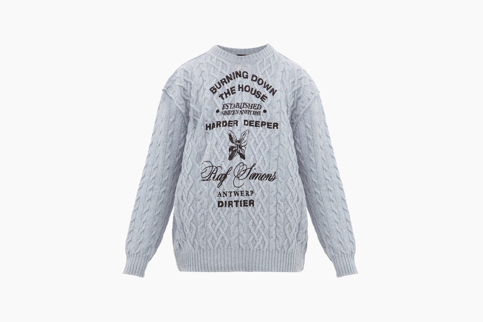 Raf Simons Logo-print Cable-knit Wool Sweater | Drops | Hypebeast