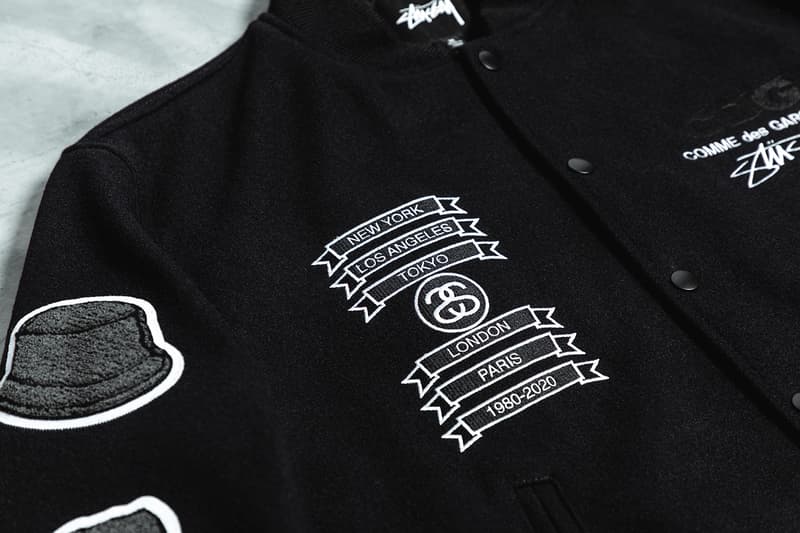 CDG x Stüssy 40th-Anniversary Varsity Jacket Closer Look | Hypebeast