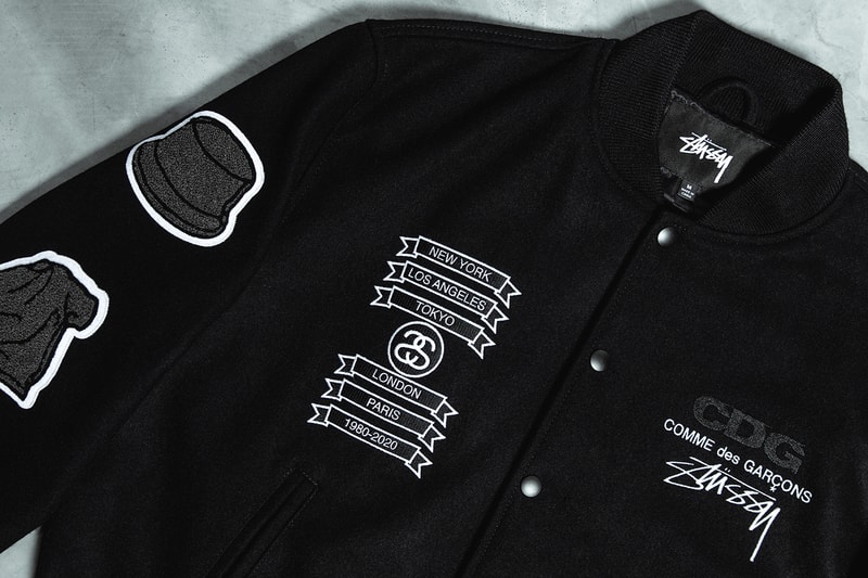 CDG x Stüssy 40th-Anniversary Varsity Jacket Closer Look | Hypebeast