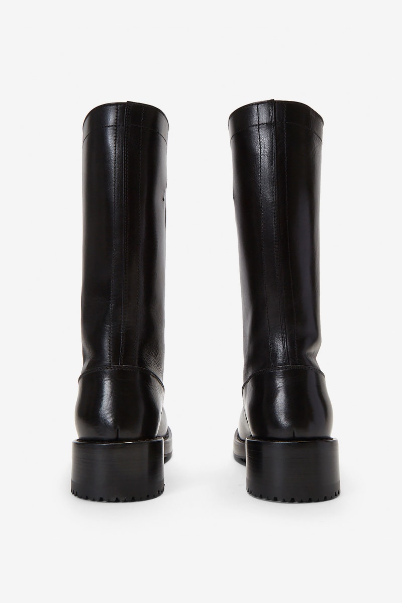 Raf Simons Cut-Out Smiley Face Leather Boots | Hypebeast