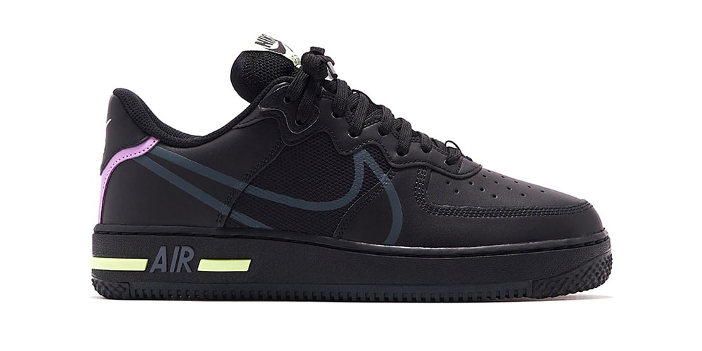 Nike AF1 React "Black/Anthracite/Violet Star/Barely Volt" | Hypebeast