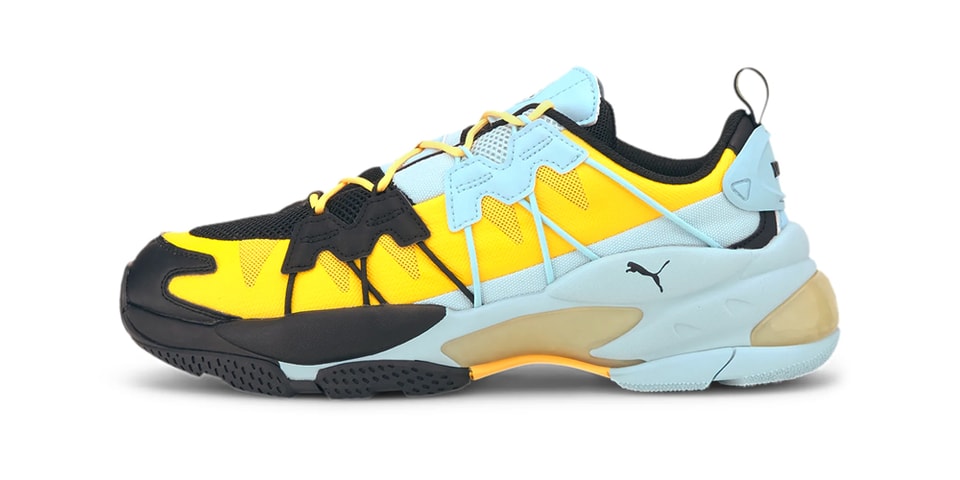 PUMA LQD CELL OMEGA Striped Knit "Black/Ultra Yellow" | HYPEBEAST