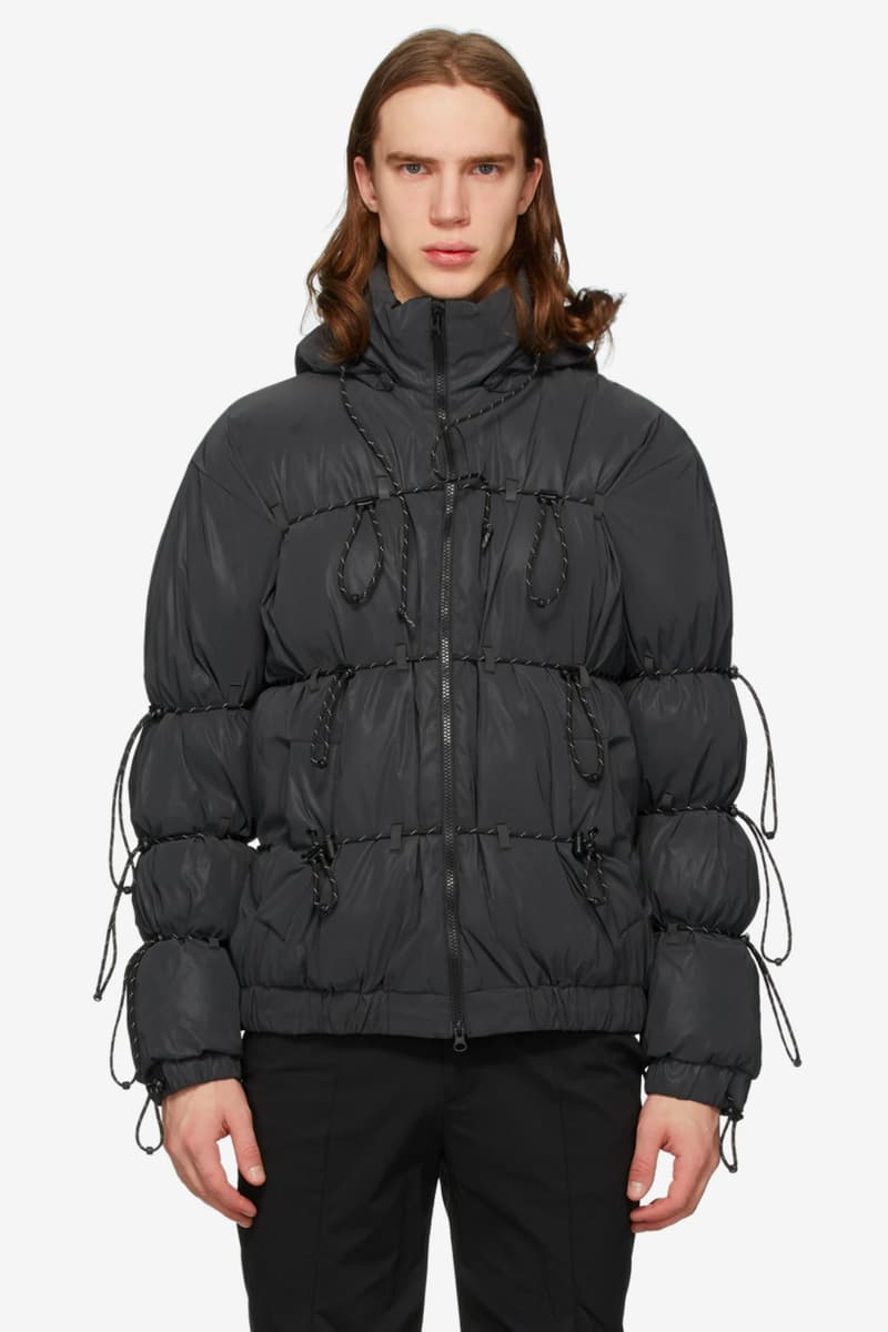 SSENSE Exclusive POST ARCHIVE FACTION Down Reflective String Jacket ...