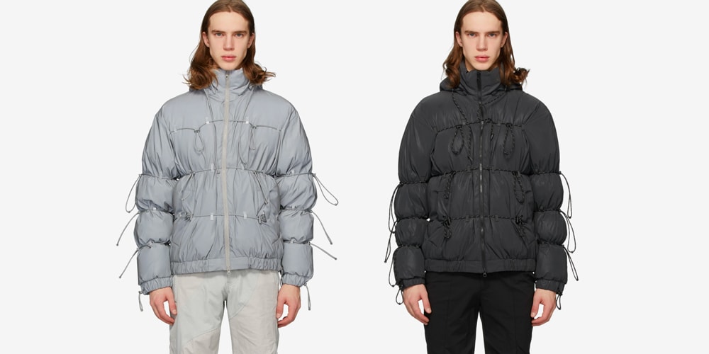 SSENSE Exclusive POST ARCHIVE FACTION Down Reflective String Jacket ...