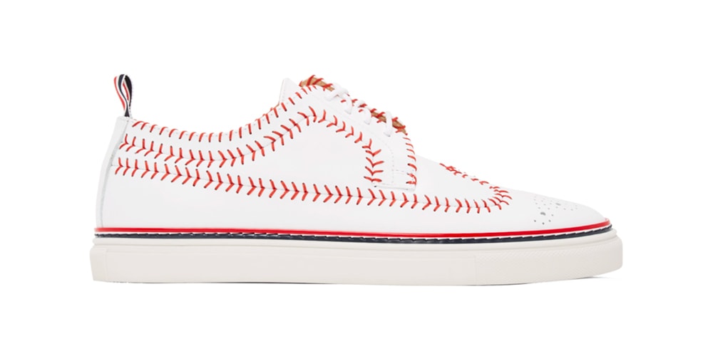 Thom Browne White Longwing Spectator Baseball Brogue Sneakers | Hypebeast