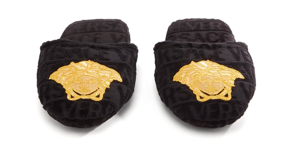 Versace Medusa-Embroidered Logo-Velvet Slippers Release | Hypebeast