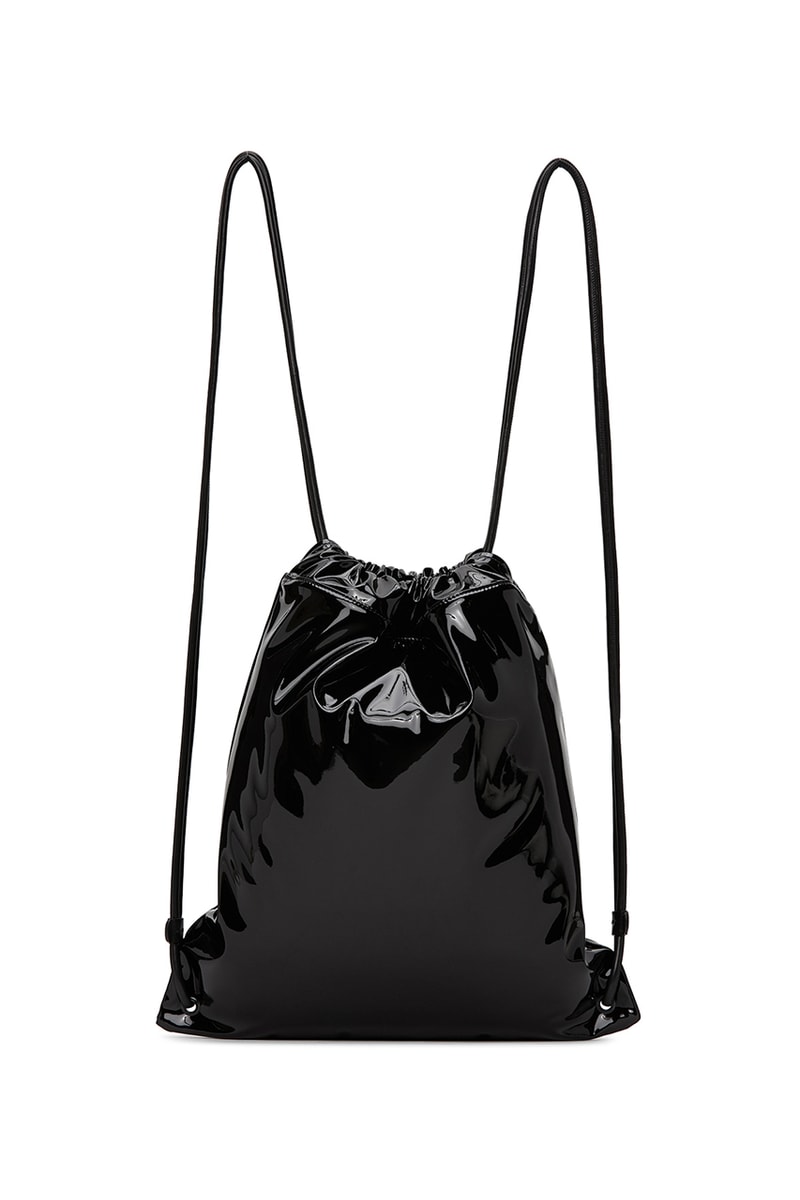 Saint Laurent Drops Patent Black Teddy Drawstring Backpack | Hypebeast