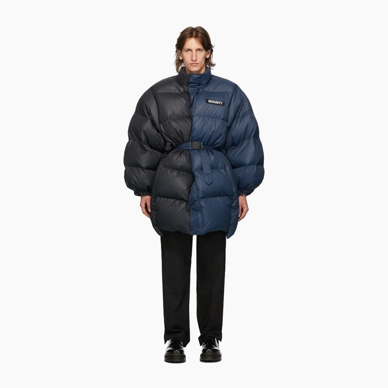 VETEMENTS Blue & Black Security Puffer Jacket | Drops | Hypebeast