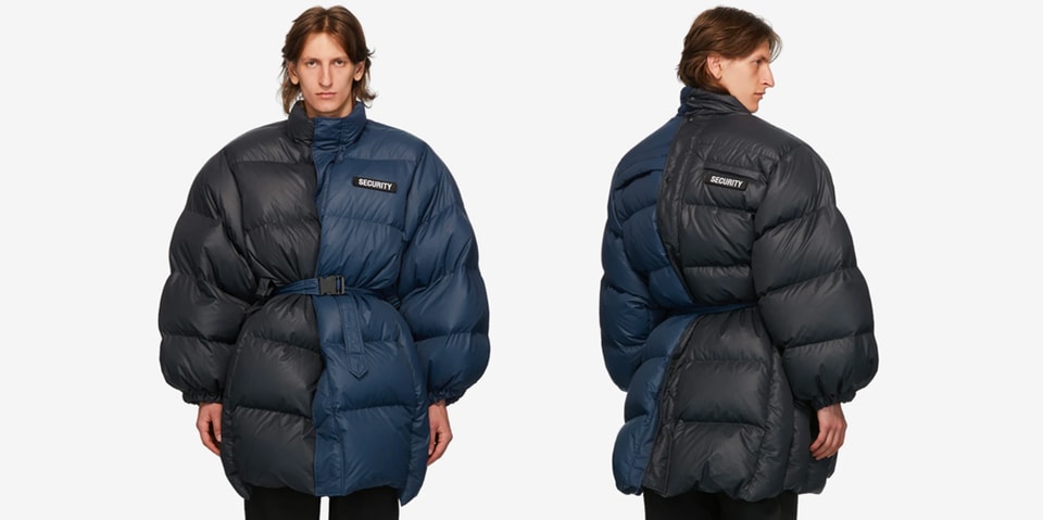 VETEMENTS Blue & Black Security Puffer Jacket | Hypebeast