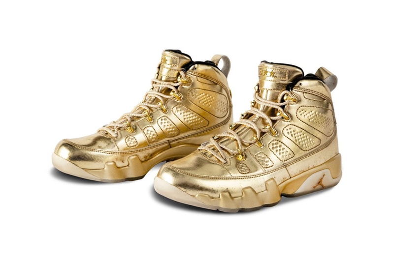 Usher Air Jordan 9 & 11 Metallic Gold Samples | Hypebeast