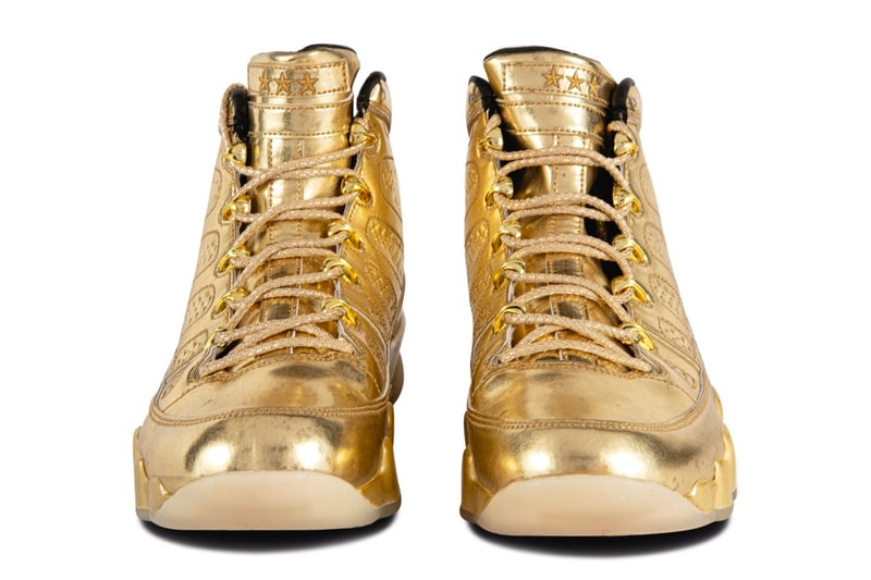 Usher Air Jordan 9 & 11 Metallic Gold Samples | Hypebeast