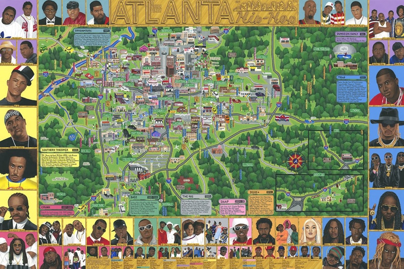 Veazey Studio Atlanta Rap Map Illustration Hip-Hop | Hypebeast