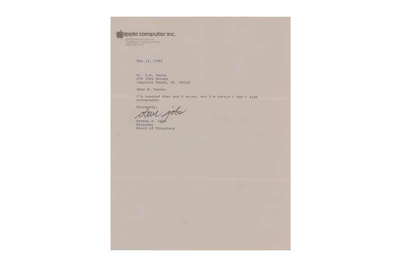 A Signed Typed Letter From Steve Jobs Saying He Does Not Give Out ...