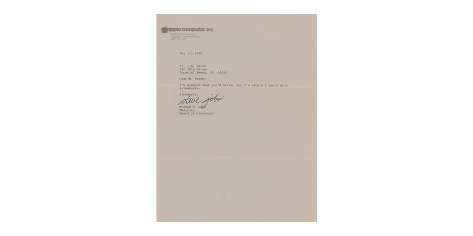 A Signed Typed Letter From Steve Jobs Saying He Does Not Give Out ...