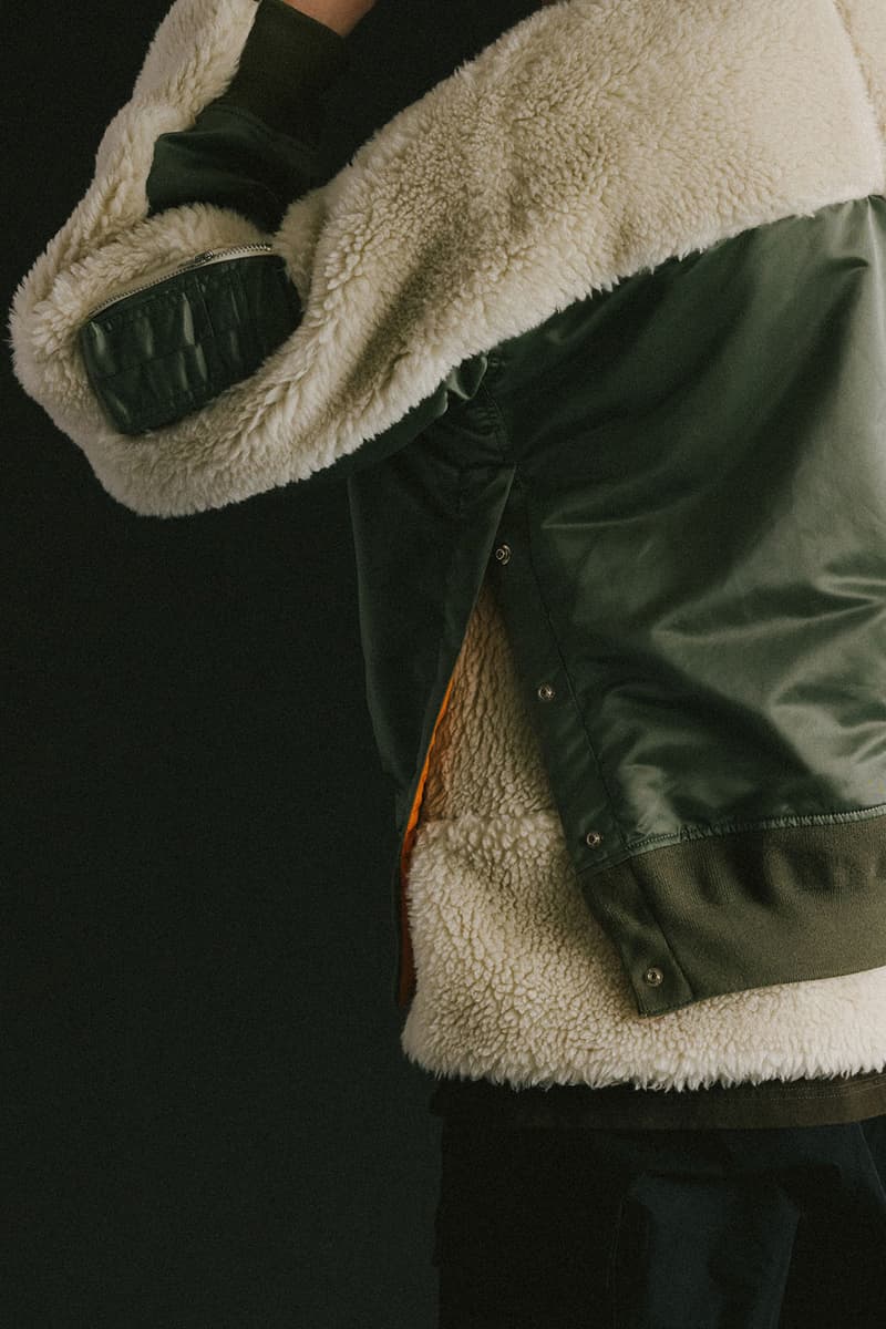 sacai FW22 Faux Shearling Nylon Twill Blouson HBX Release | Hypebeast