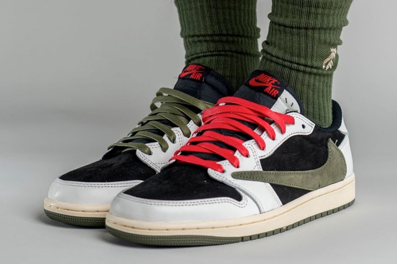 Travis Scott x Air Jordan 1 Low OG WMNS "Olive" On-Foot Look | Hypebeast