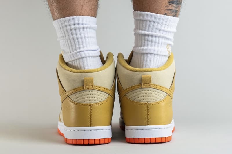 On-Feet Look at Nike Dunk High "Gold Canvas" | Hypebeast