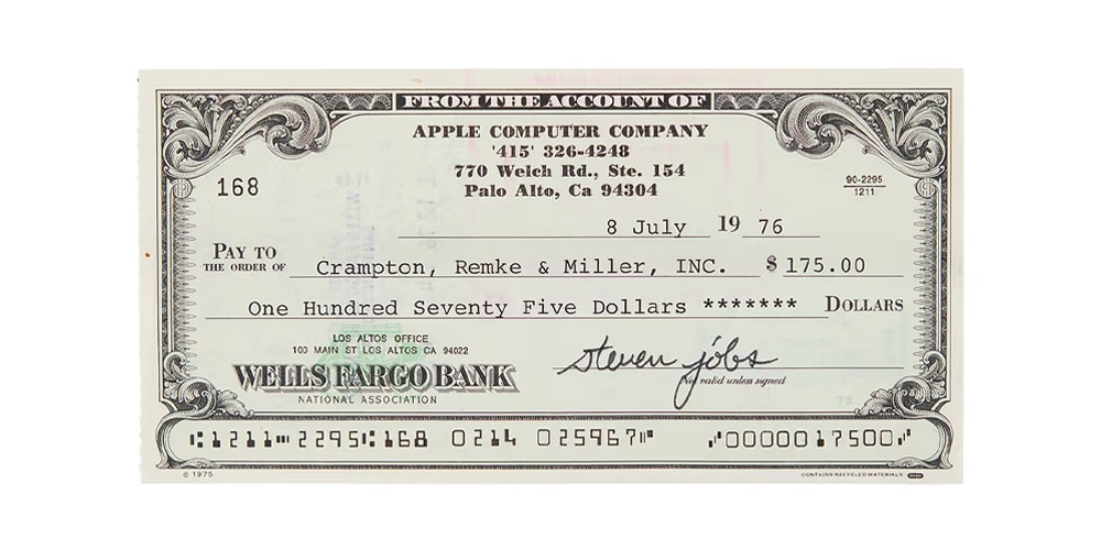 Steve Jobs Signed Check Auctions for $107,000 USD | Hypebeast Steve Jobs Signed Check Auctions for $107,000 USD | Hypebeast
