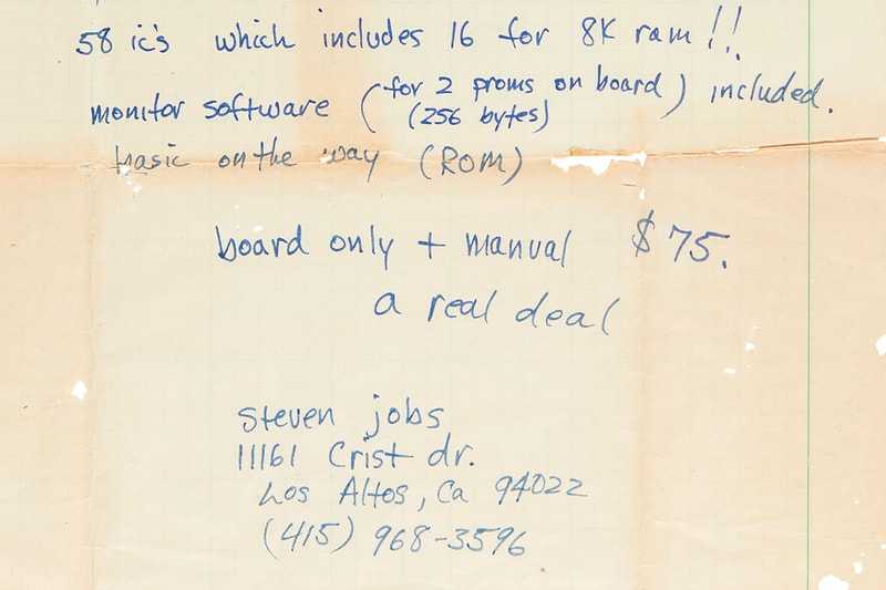 Apple 1 Steve Jobs Handwritten Ad Copy Auction | Hypebeast