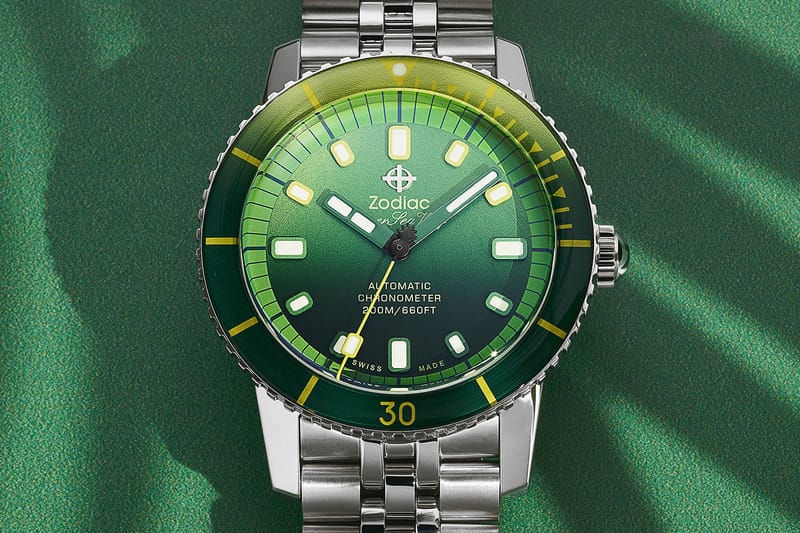 Zodiac Green Super Sea Wolf Skin Diver Watch | Hypebeast
