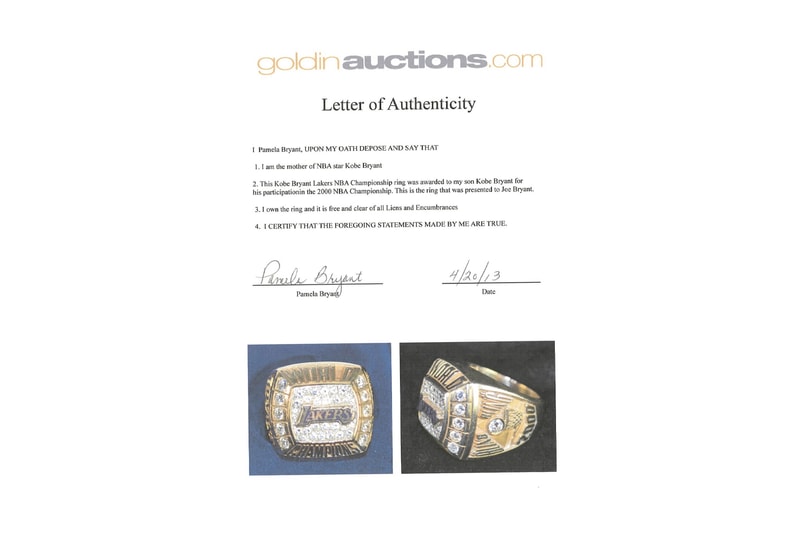 Kobe Bryant 2000 NBA Championship Ring Sells $1M USD | Hypebeast